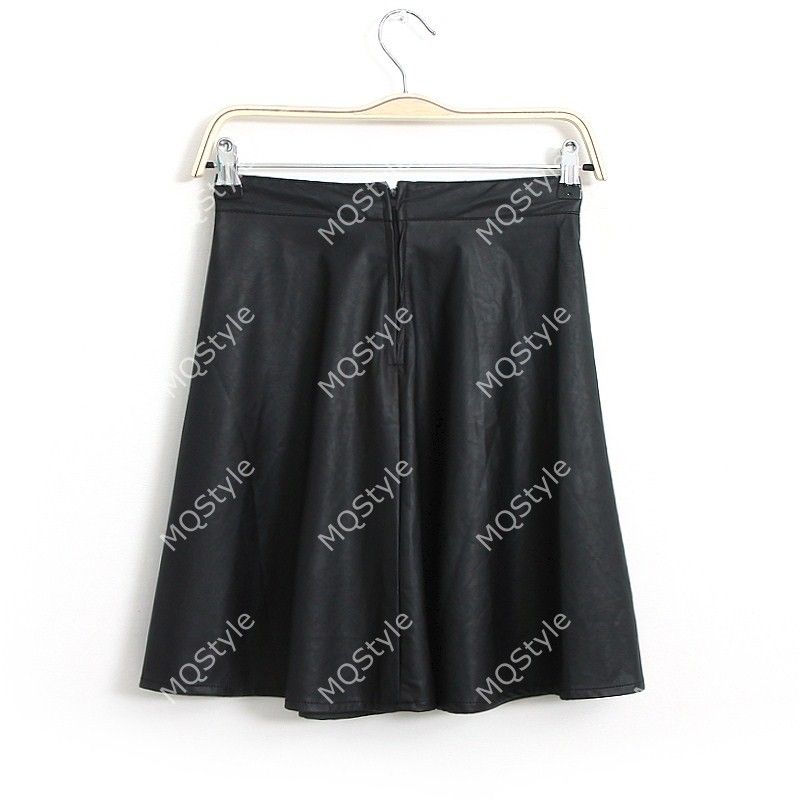 New Womens European Fashion Slim Sexy Faux Leather Zip Mini Skirts